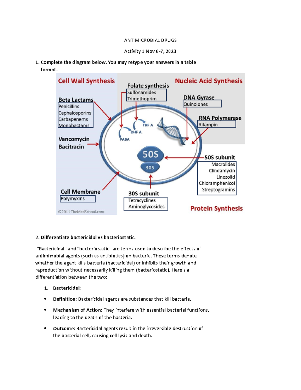 Antimicrobial- Drugs- Activity - ANTIMICROBIAL DRUGS Activity 1 Nov 6-7 ...