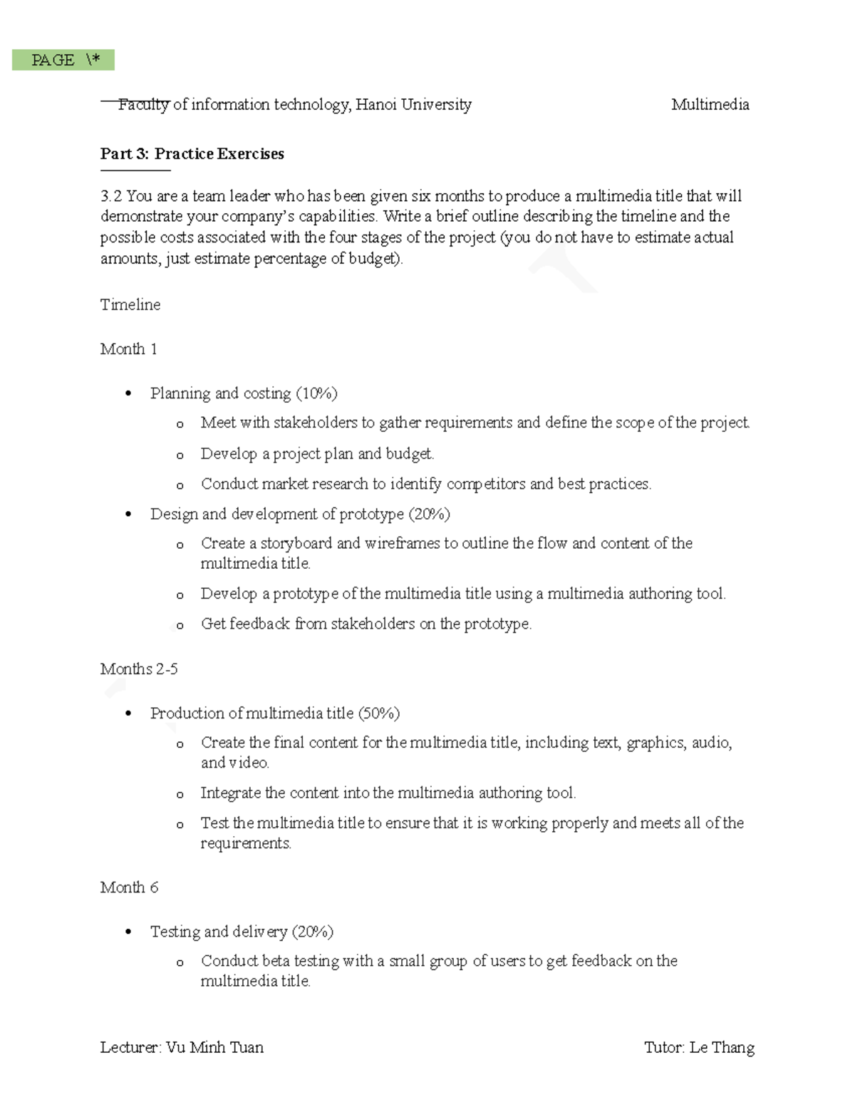 Multimedia_Tut 3 - Part 3: Practice Exercises 3 You are a team leader ...