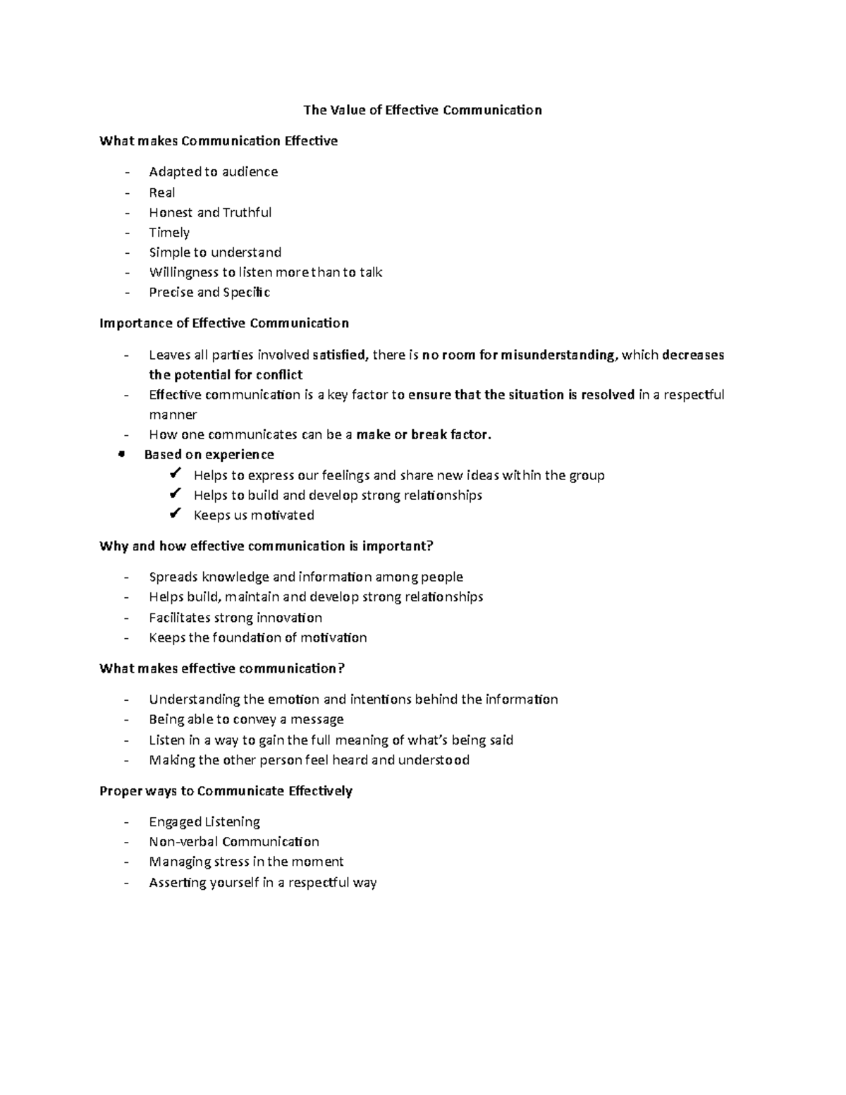 The Value of Effective Communication - Based on experience Helps to ...