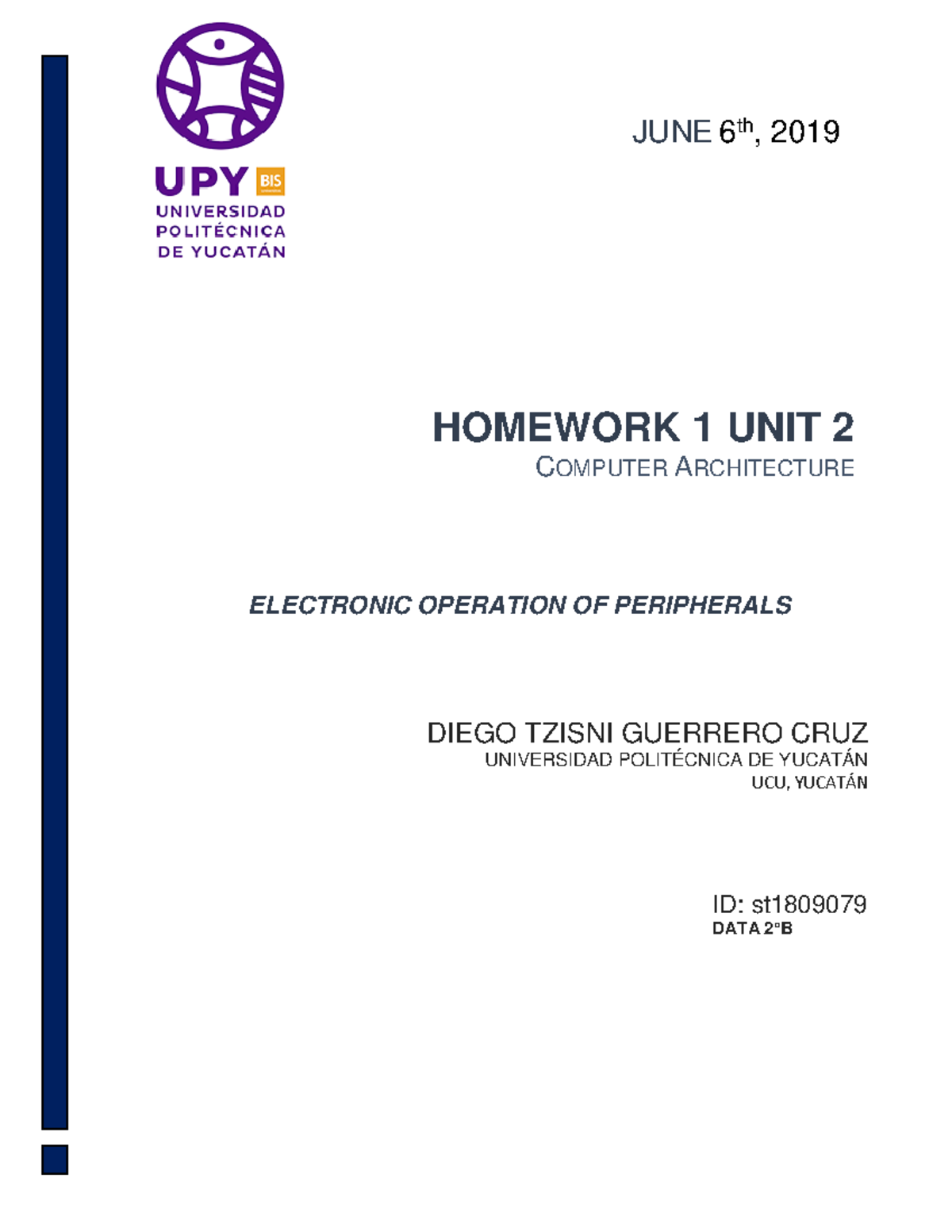 Home Work 1 Unit2 - Arquitectura de computadoras_Homework - HOMEWORK 1 UNIT 2 COMPUTER ...