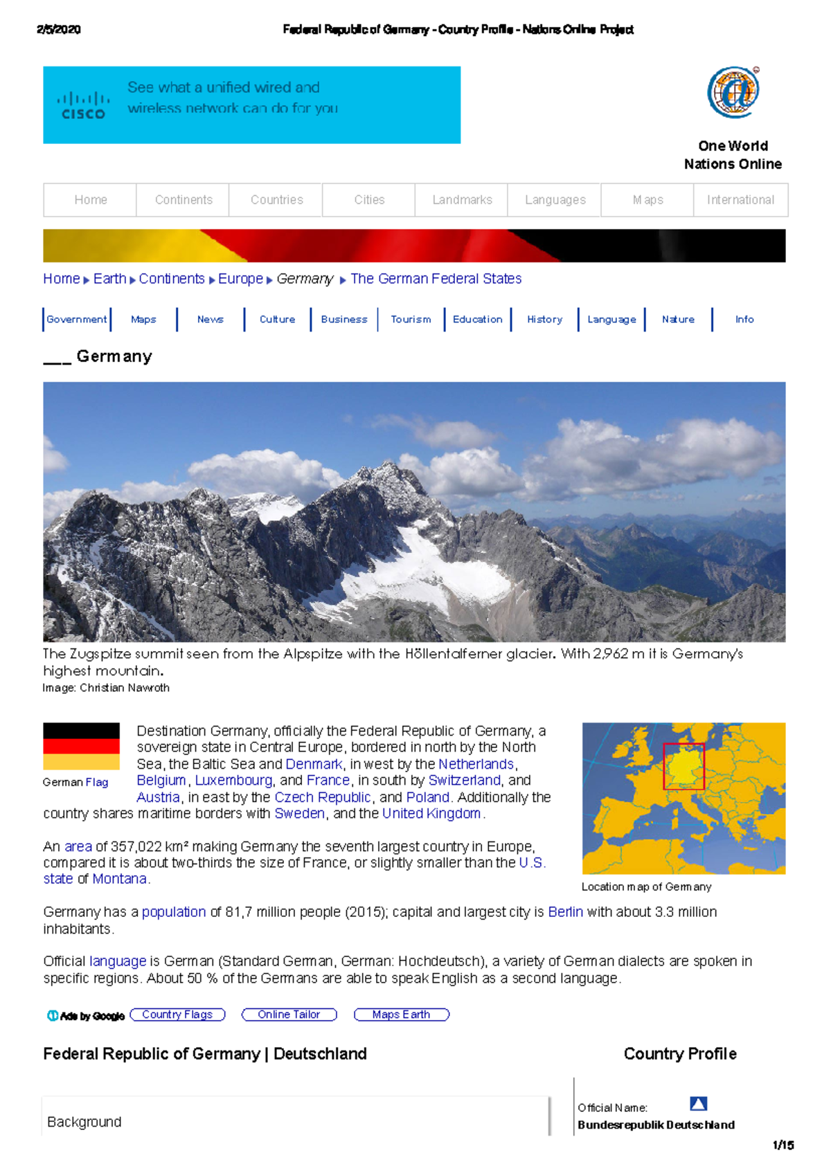 Federal Republic of Germany - Country Profile - Nations Online Project ...