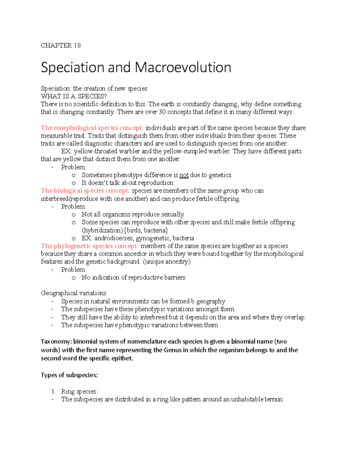 18 - Specialization Macroevolution - CHAPTER 18 Speciation and Macroevolution Speciation: the ...