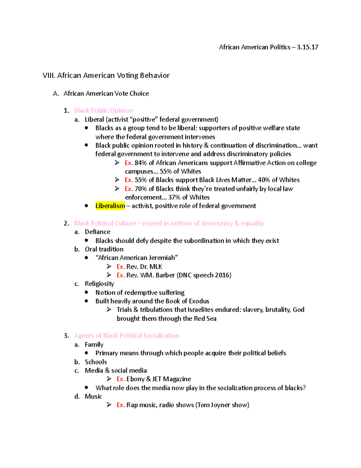 African American Politics – 3 - African American Politics – 3. VIII ...