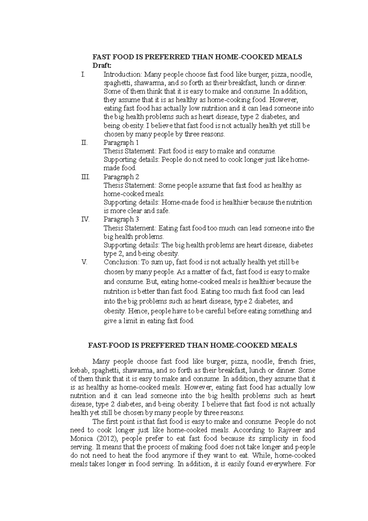 Fast food is prefferd than home-cooked meals - FAST FOOD IS PREFERRED ...