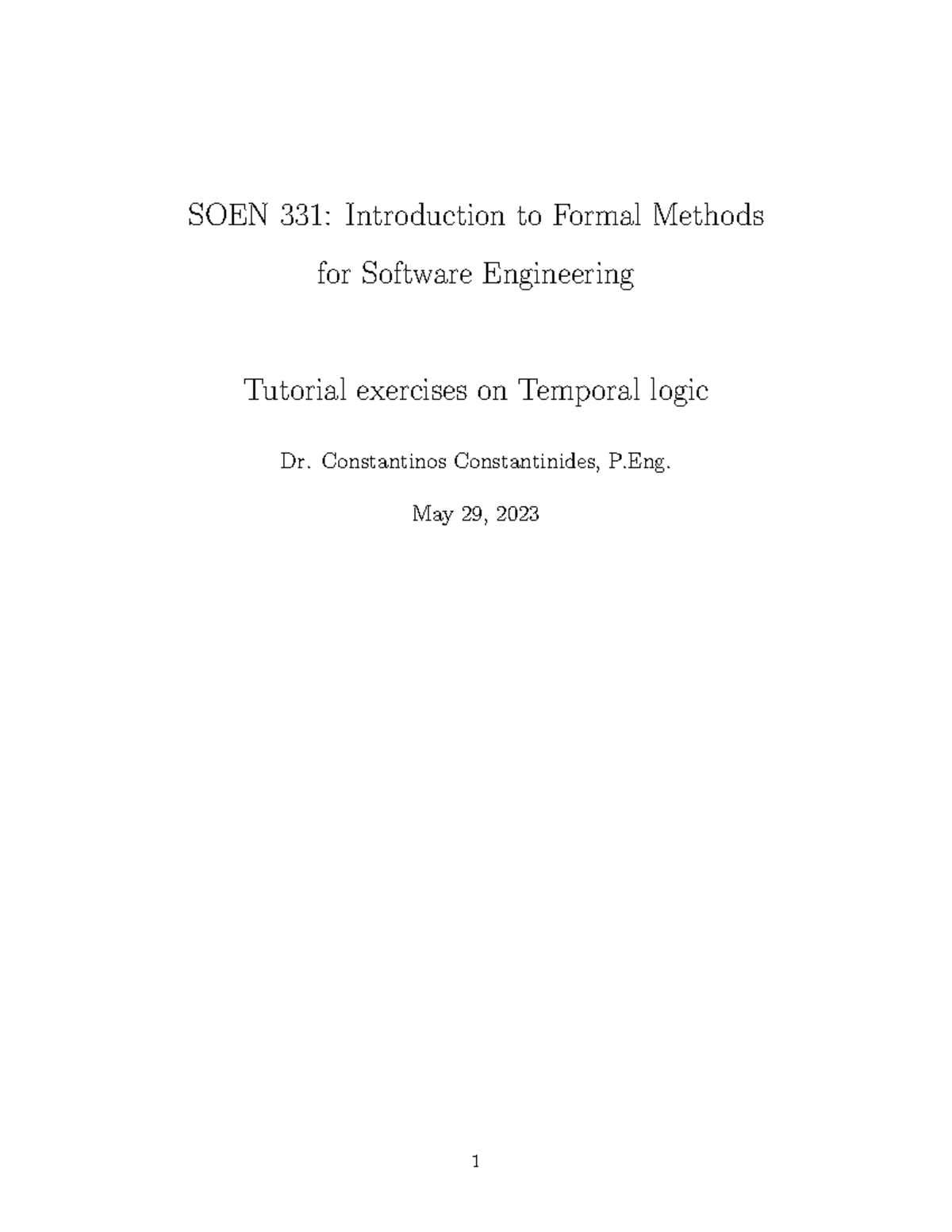temporal-logic practice - SOEN 331: Introduction to Formal Methods for Software Engineering ...