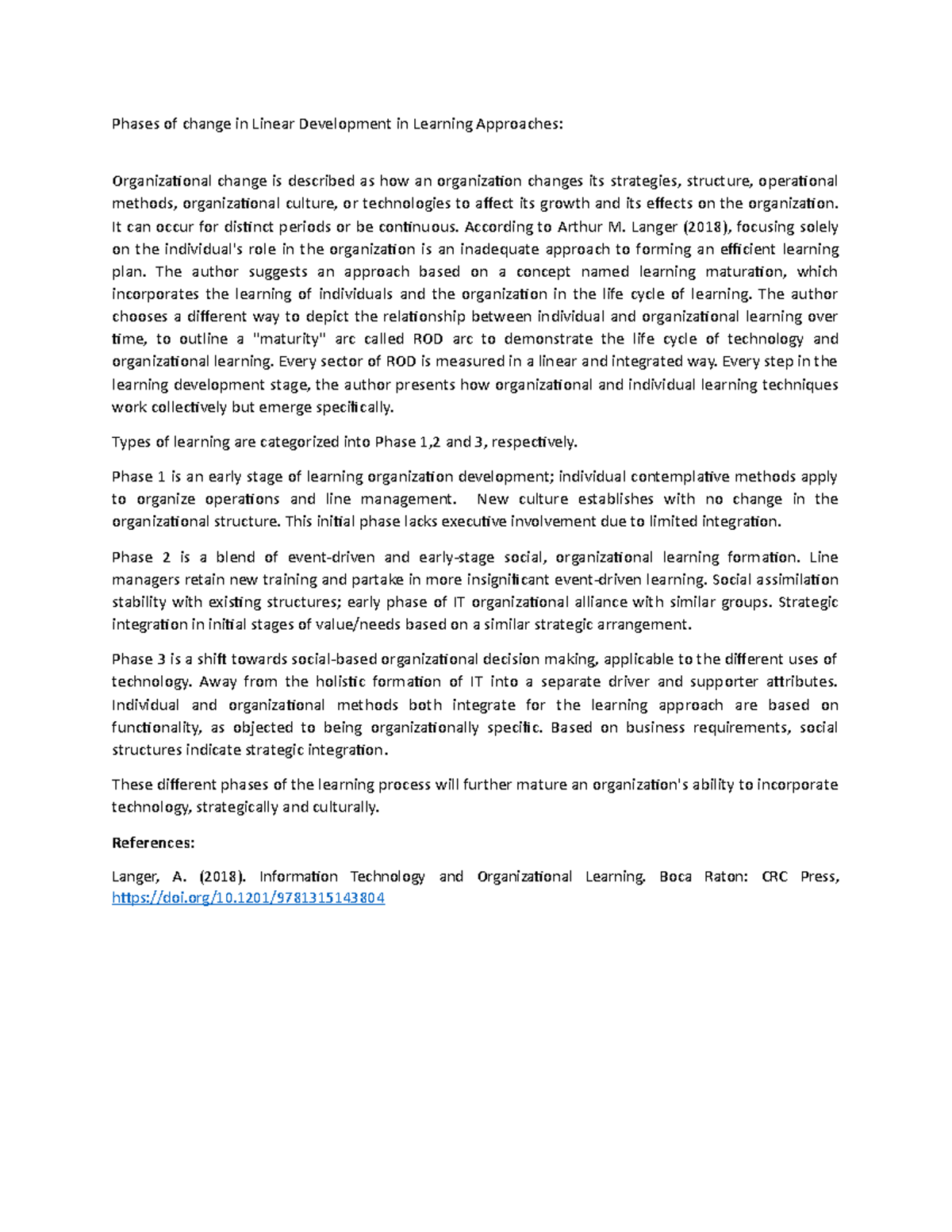 Discussion 2 - Phases in Linear development - Phases of change in ...