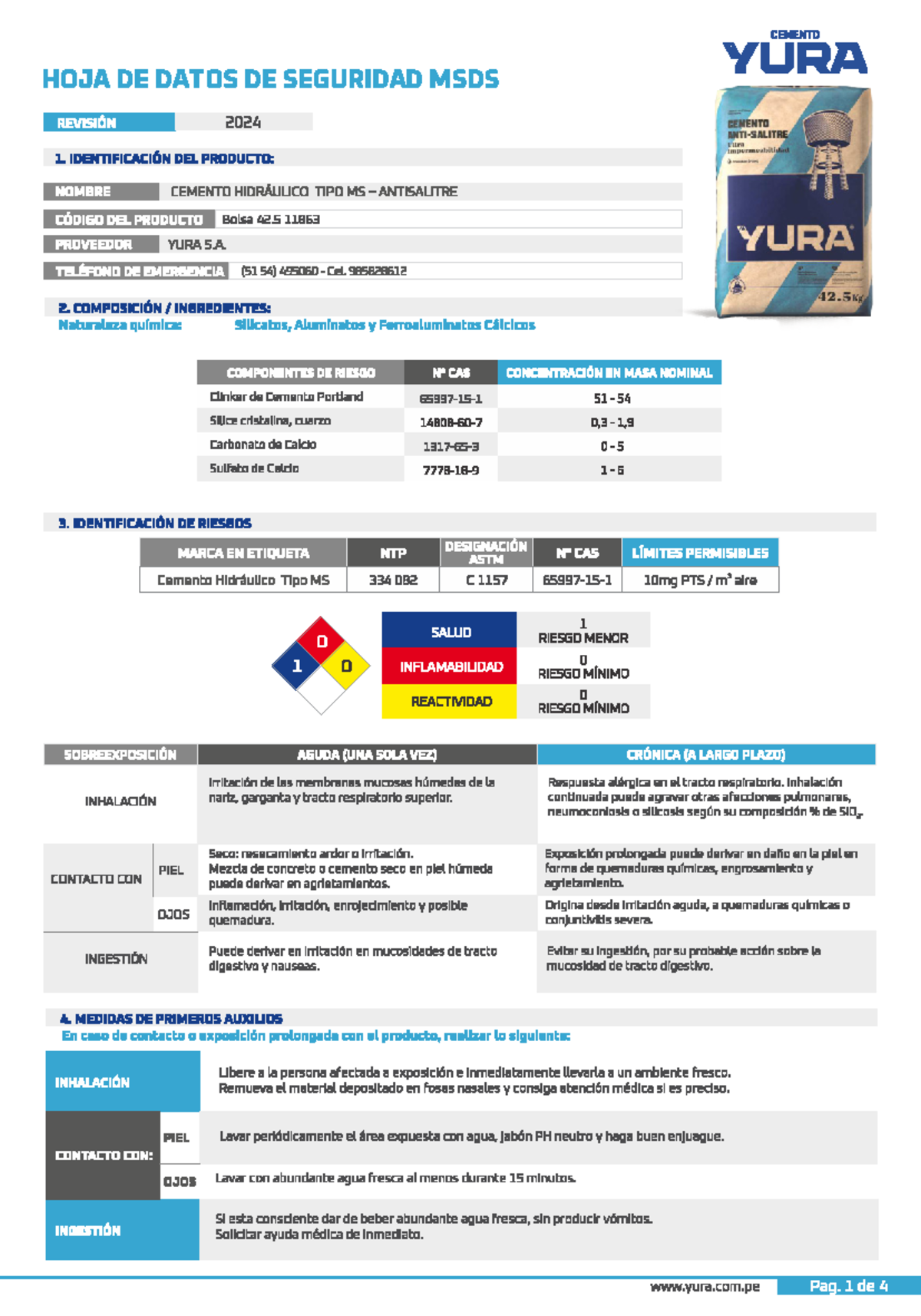 Ficha msds yura hs - Dfs cemento - CEMENTO YURA HOJA DE DATOS DE ...