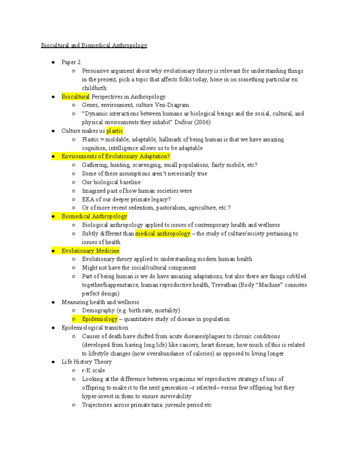 Biocultural and Biomedical Anthropology - ? Biomedical Anthropology ...