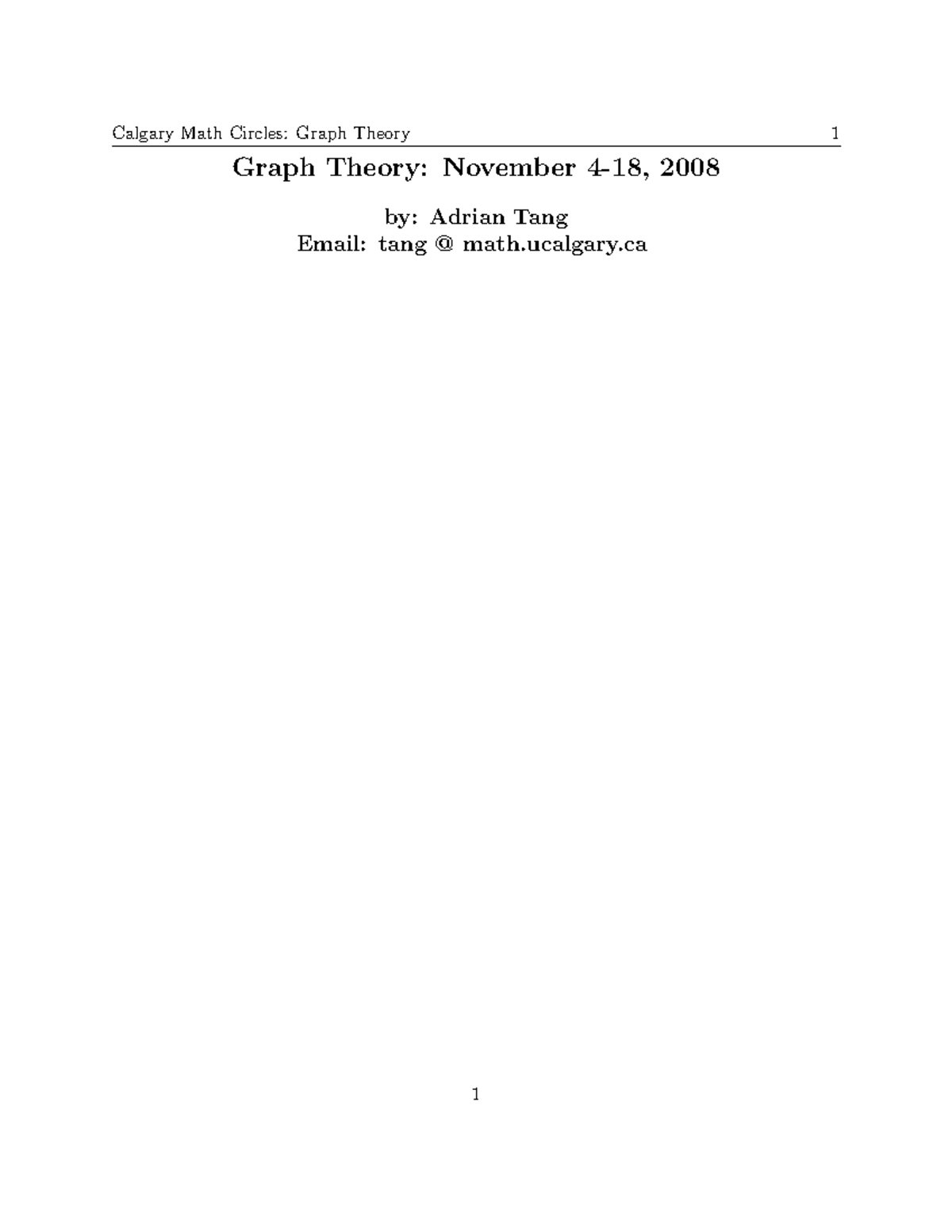 Graph Theory - Adrian Tang - Calgary Math Circle 2008 - Graph Theory ...
