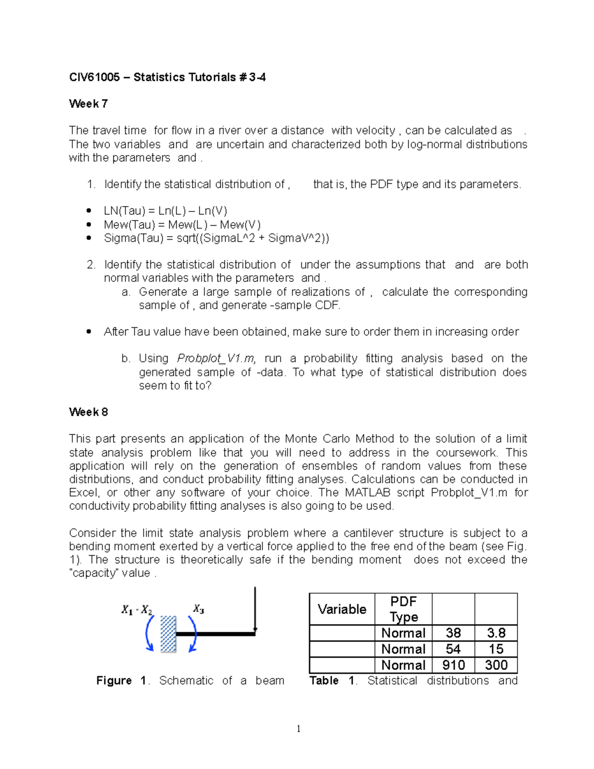 CIV61005 Statistics Tutorial #3-4 - CIV61005 – Statistics Tutorials # 3- Week 7 The travel time ...