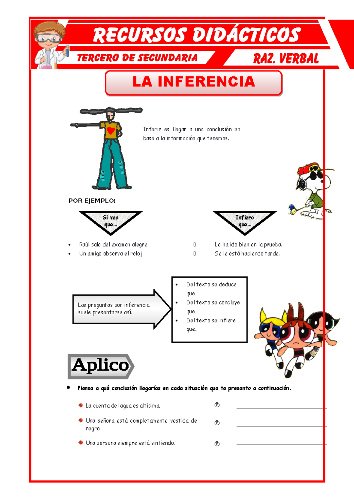 Ejercicios sobre la Inferencia para Tercero de Secundaria - Inferir es ...