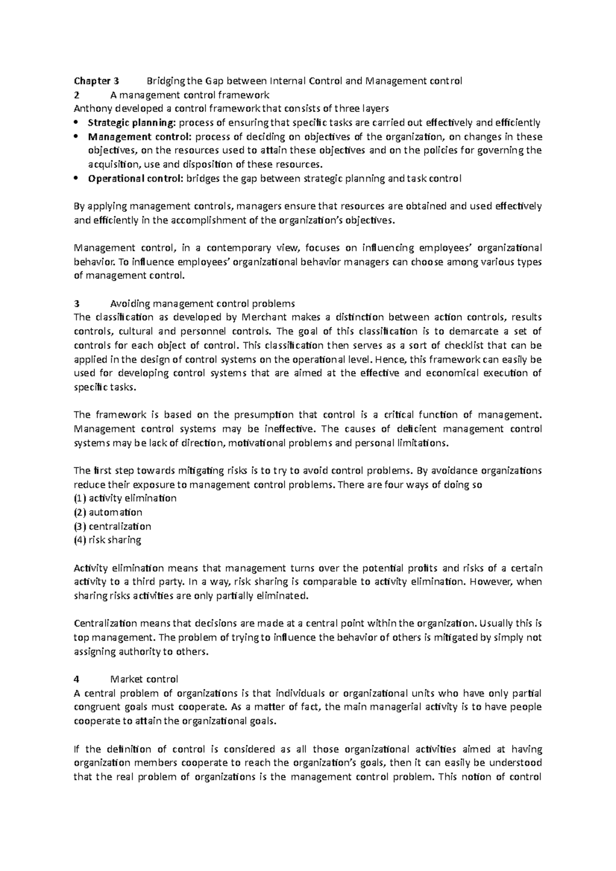 Chapter 3 Bridging the Gap between Internal Control and Management ...