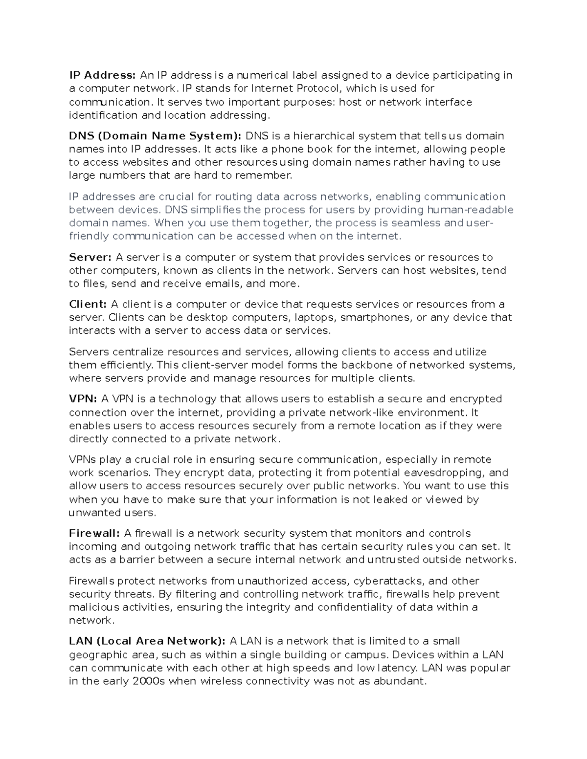 Week 3 Assignment - IP Address: An IP address is a numerical label ...