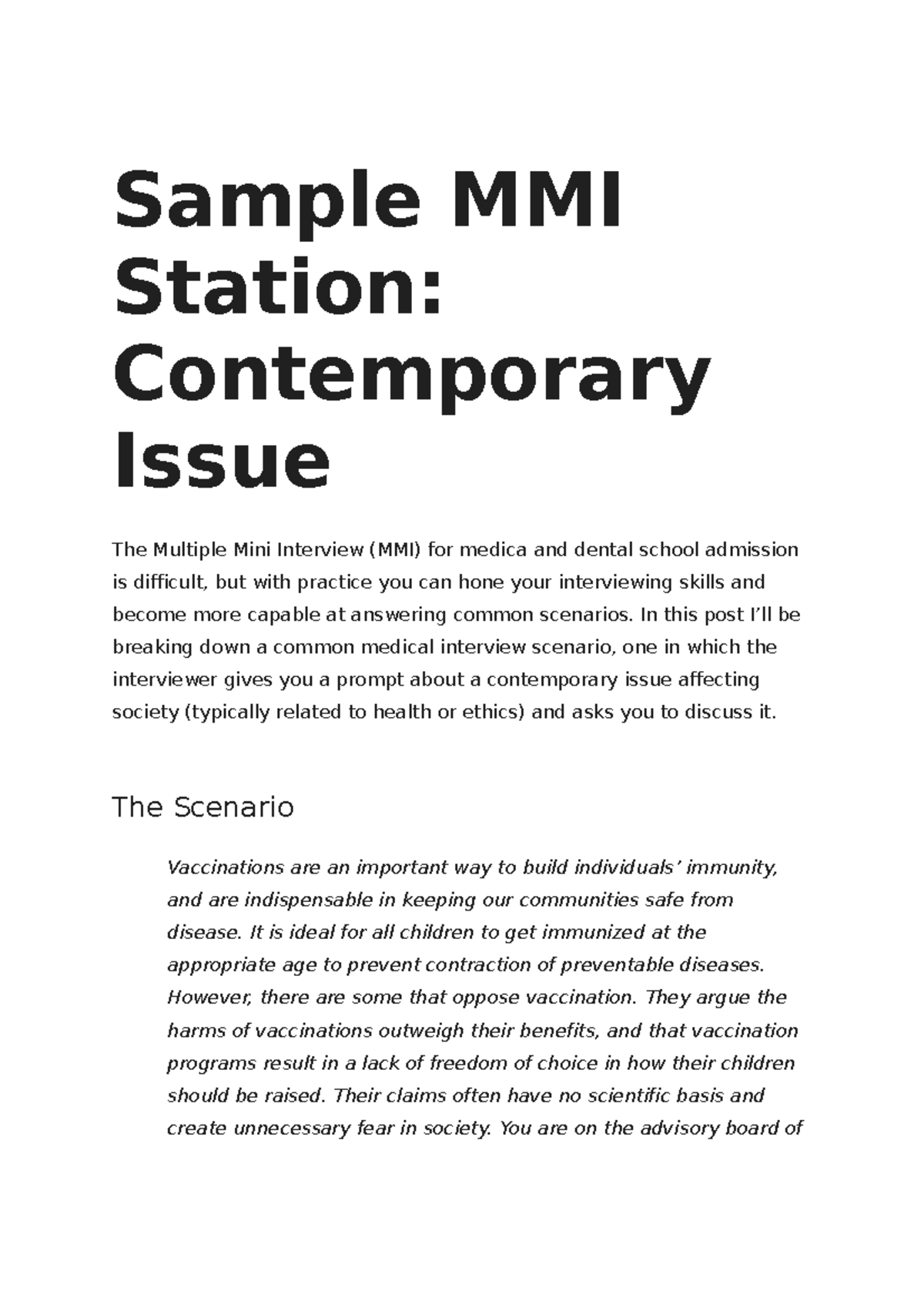 Sample MMI Station Contemporary Issues - Sample MMI Station ...