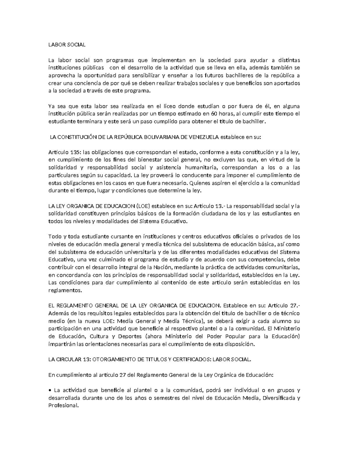 Labor Social - LABOR SOCIAL La labor social son programas que ...