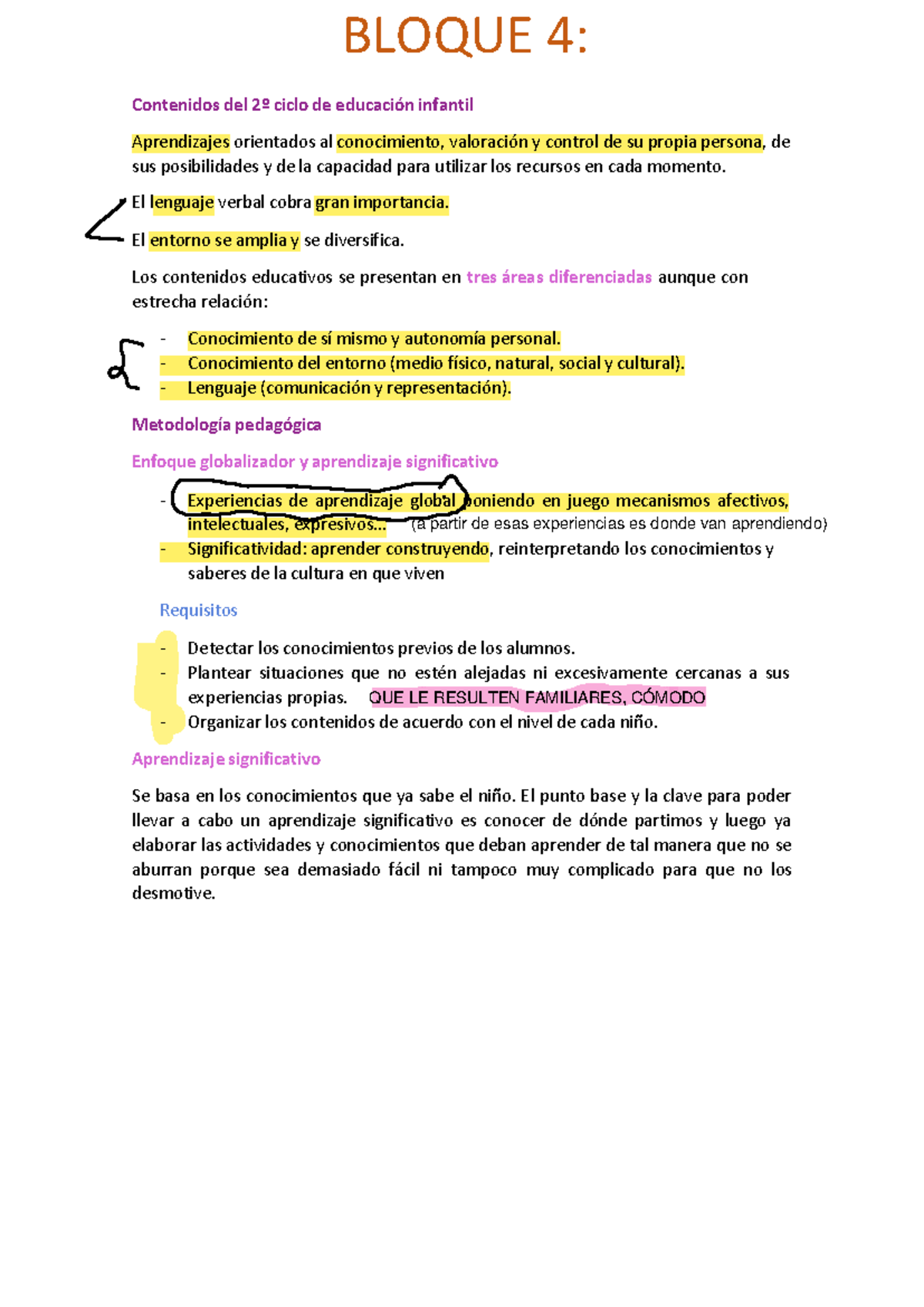 Bloque 4 Psico - BLOQUE 4: Contenidos del 2º ciclo de educación infantil Aprendizajes orientados ...