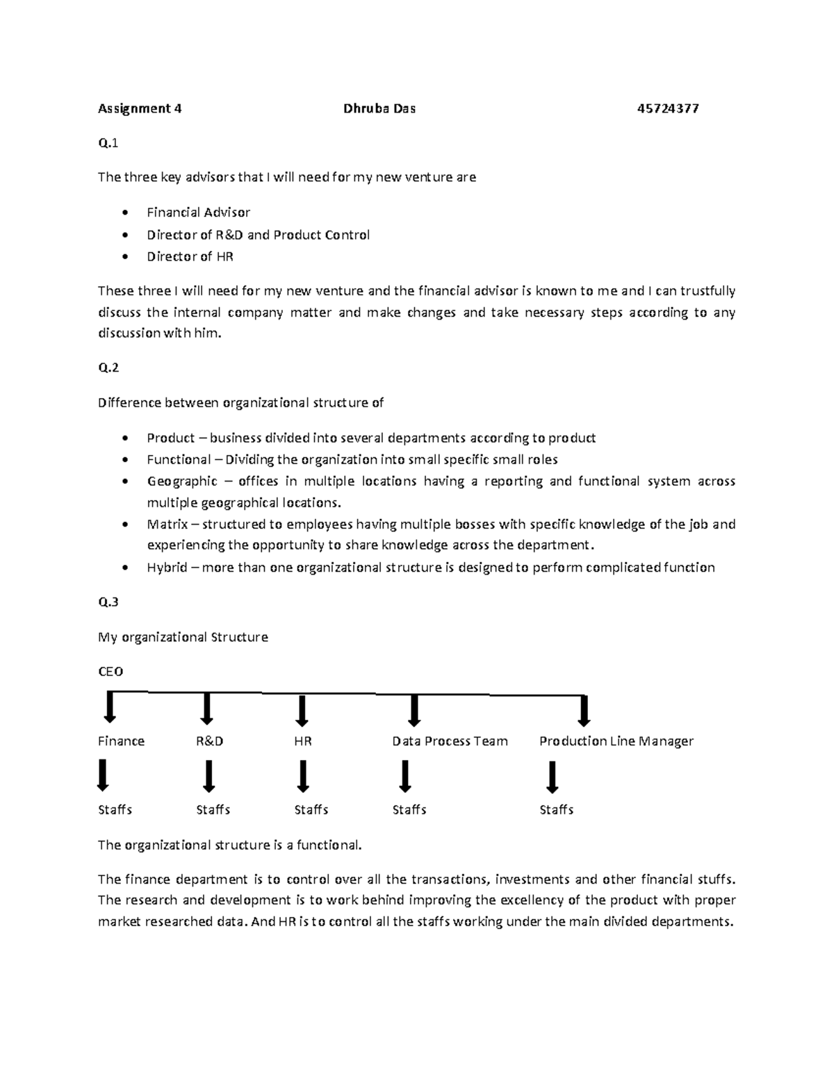 Assignment 4 - The three key advisors that I will need for my new ...