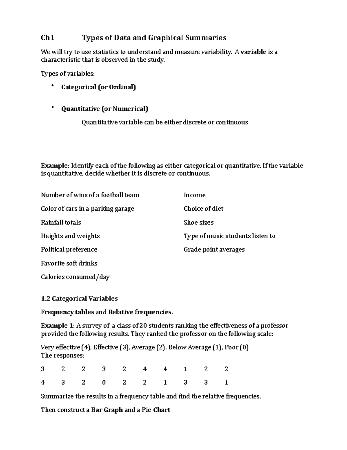 Statistical Methods 2300 Chapter 1 Notes - Ch1 Types of Data and ...