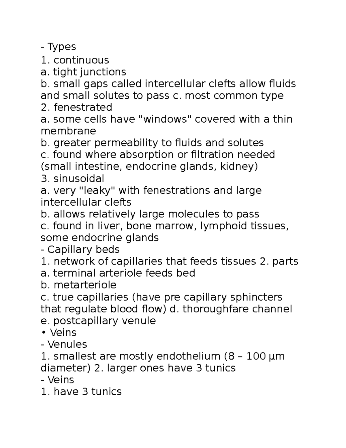 Bio 19 - Notes - Types continuous a. tight junctions b. small gaps ...