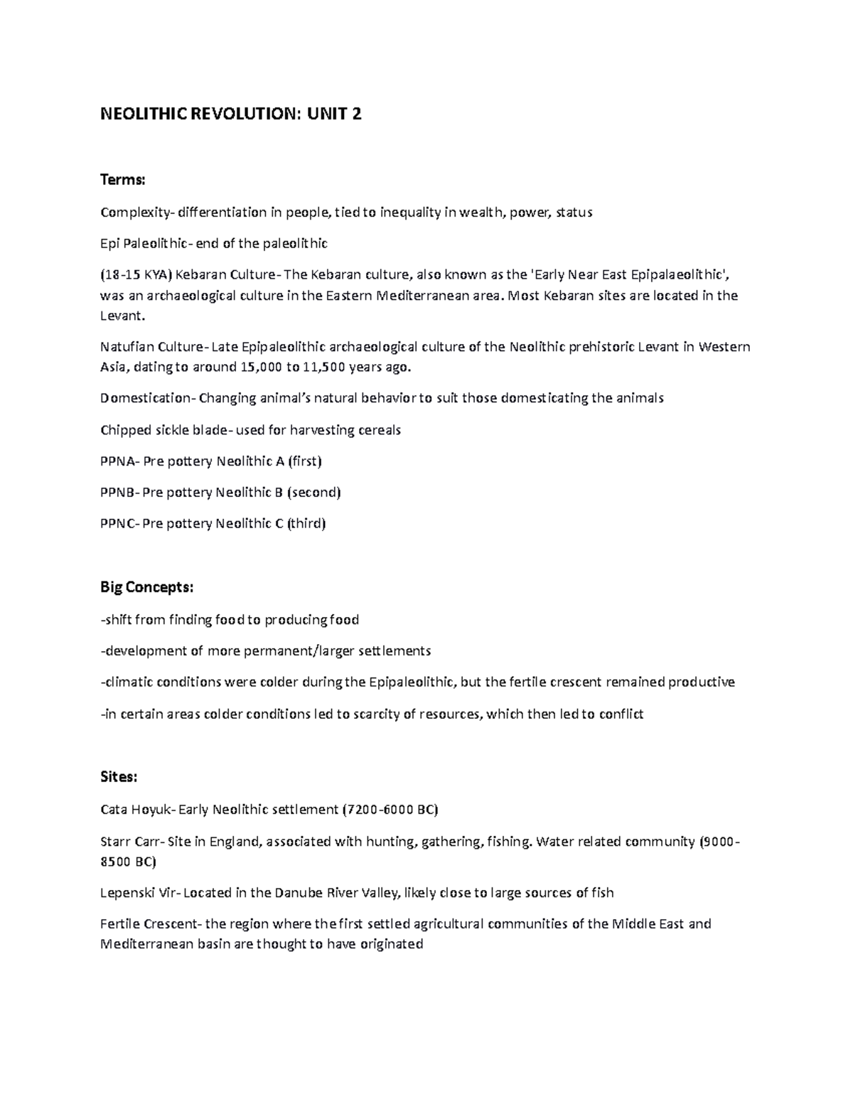 Ancient Societies- Anthropology Notes UNIT 2 - NEOLITHIC REVOLUTION ...