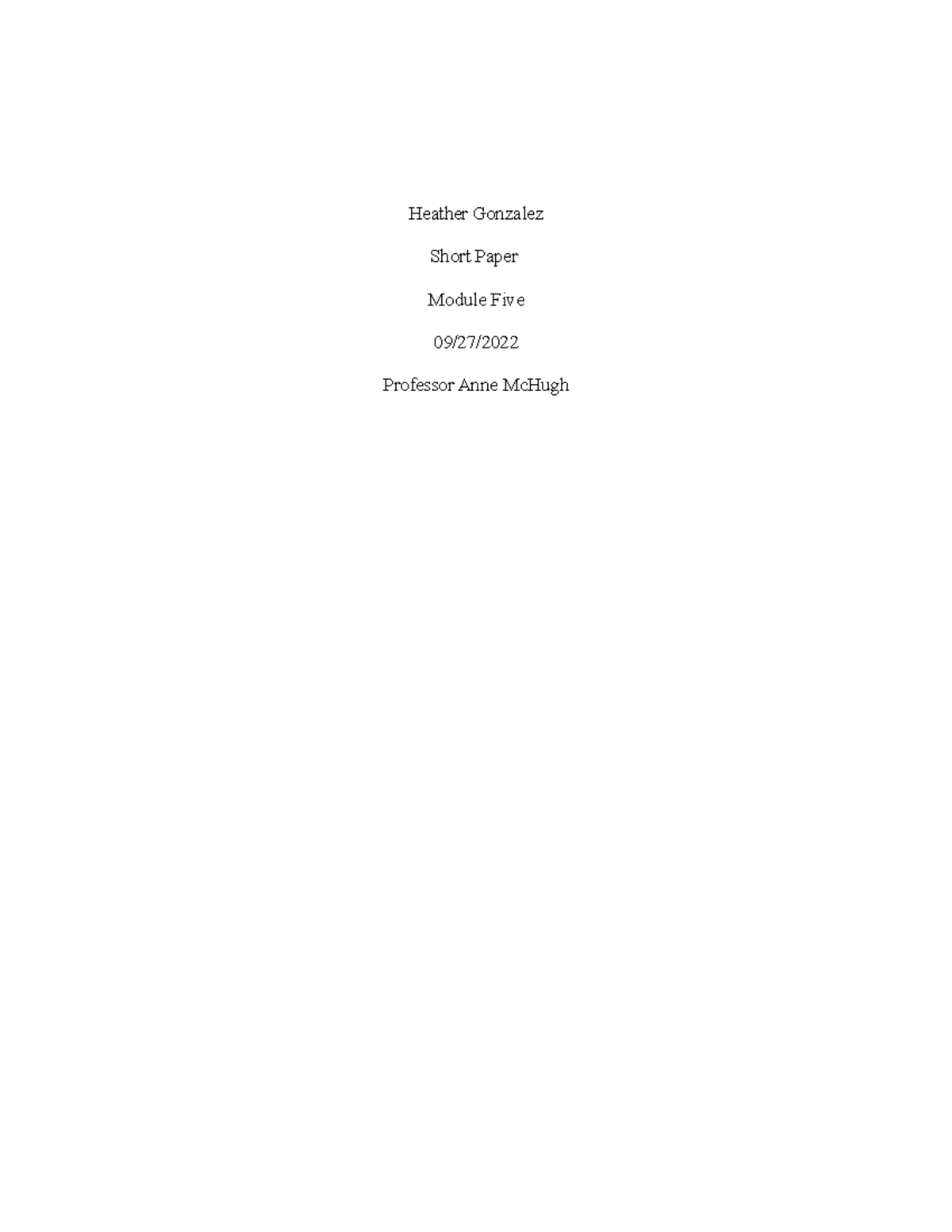 Stats - Short Paper - Module Five - Heather Gonzalez Short Paper Module ...