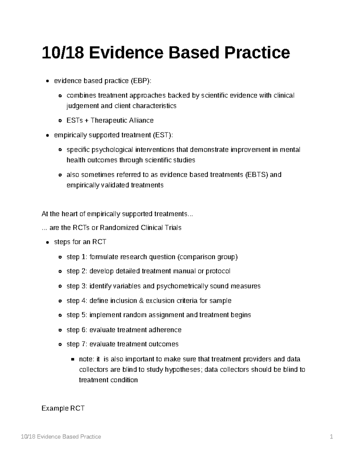 Evidence Based Practice - .. ... are the RCTs or Randomized Clinical ...