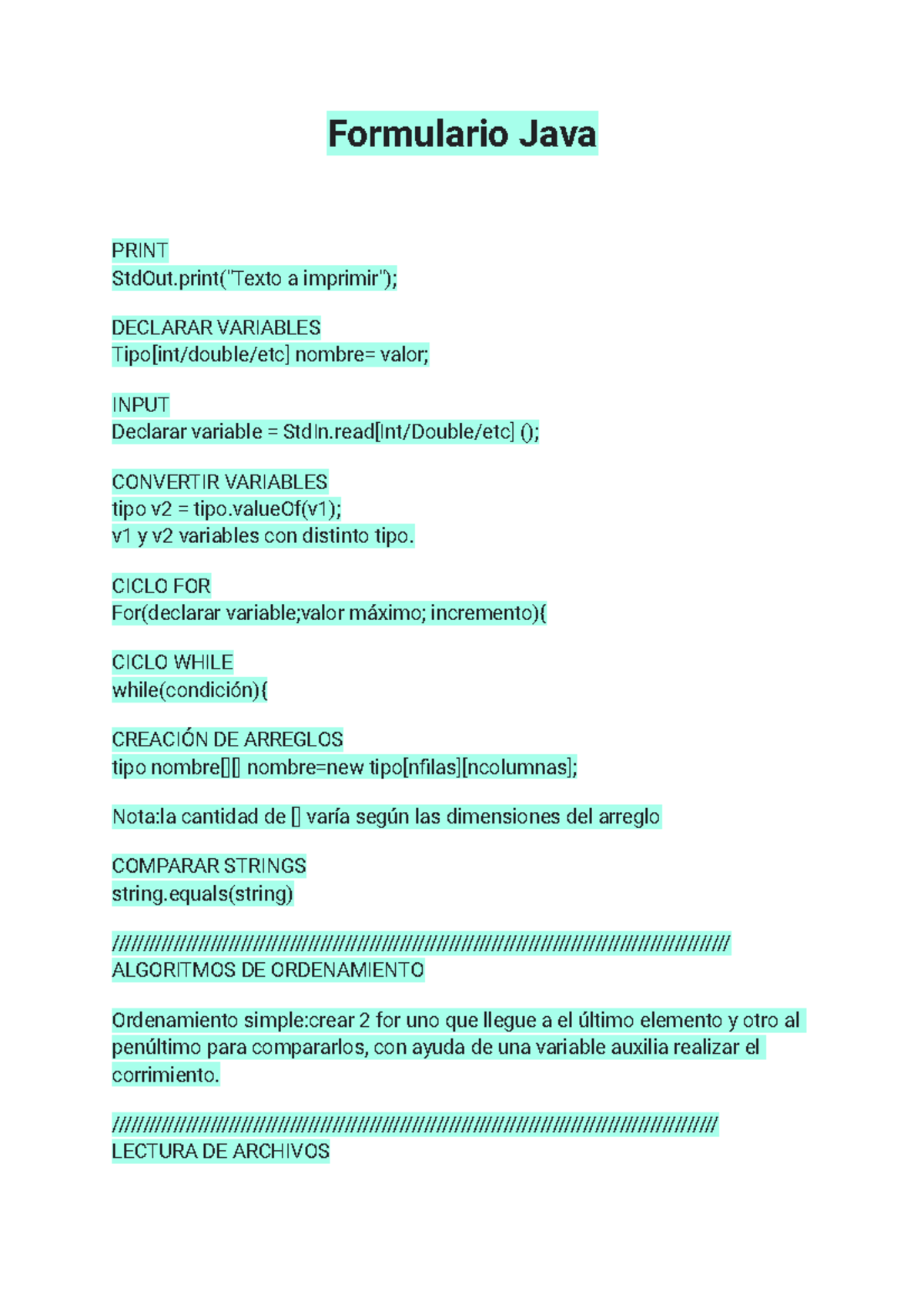 Formulario basico java - Formulario Java PRINT StdOut("Texto a imprimir ...