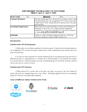 DLL- Emtech Quarter 2 WEEK1 - DAILY LESSON LOG IN SENIOR HIGH SCHOOL ...