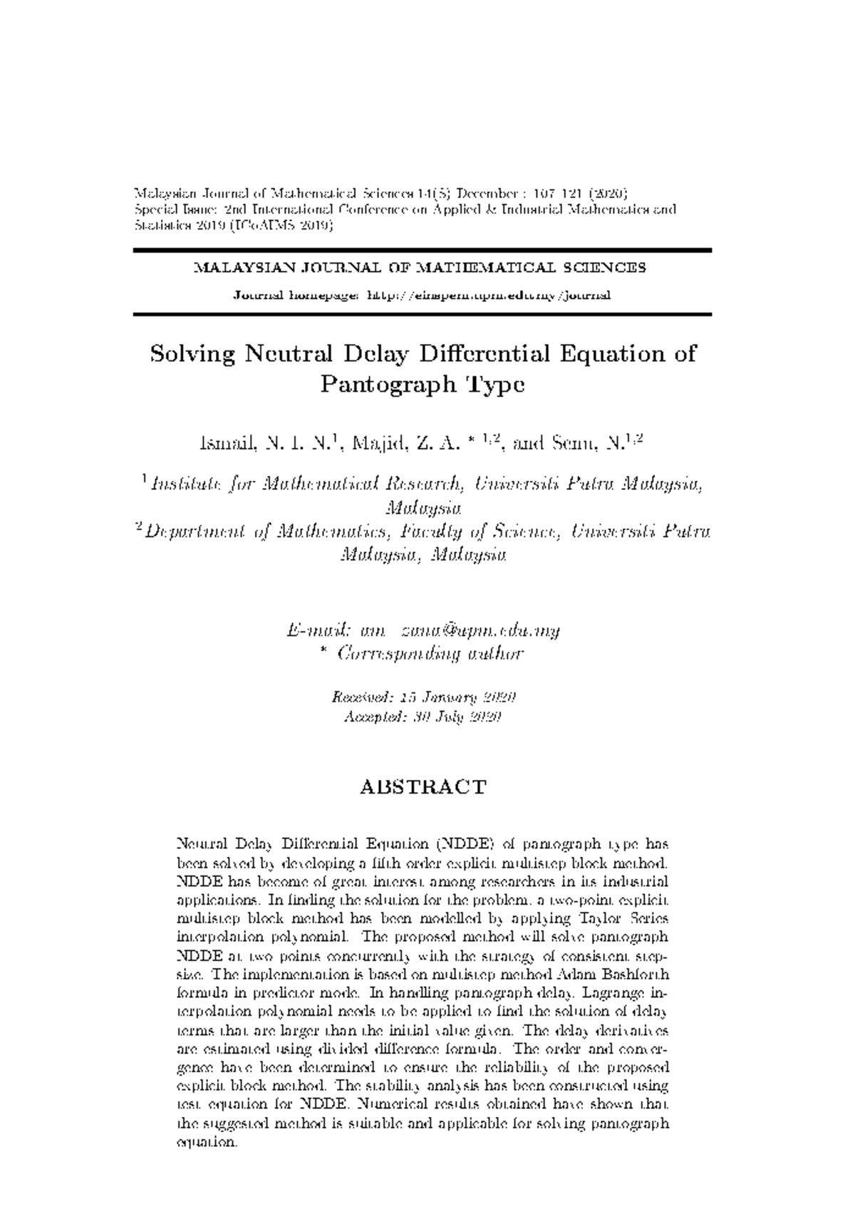 Solving Neutral Delay Differential Equation of Pantograph Type - ②s ♥ ♦ r♥ ♦ t ♠ t - Studocu