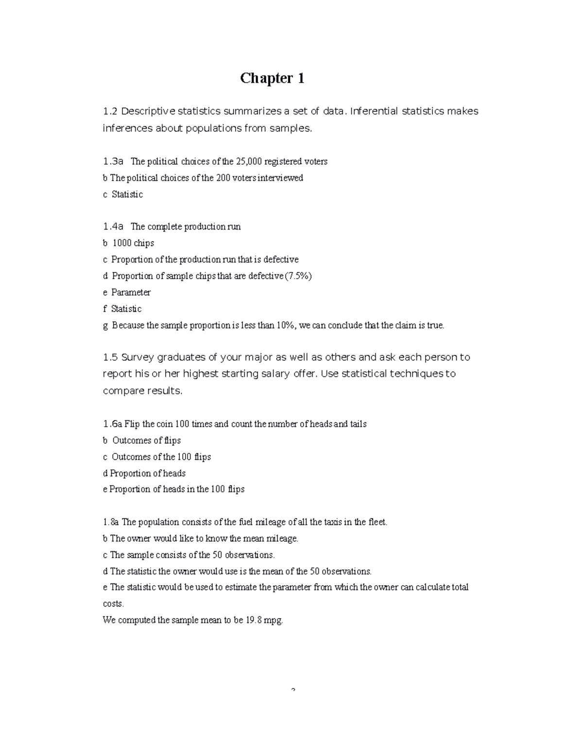 Chapter 1 - Đáp án luyện tập chương 1 - Chapter 1 1 Descriptive ...