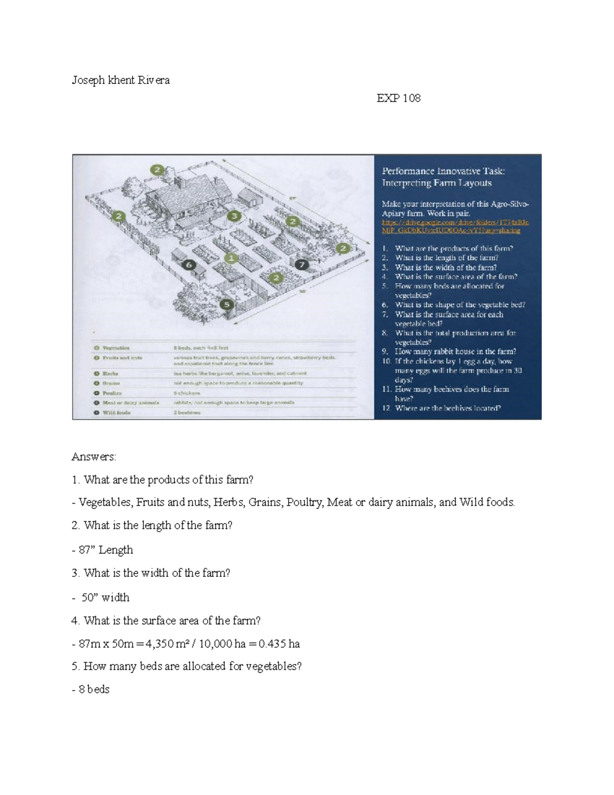 FARM Layout - Activity - Joseph khent Rivera EXP 108 Answers: What are ...
