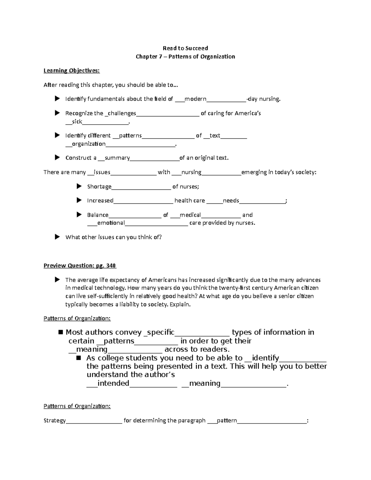 Ch - work - Read to Succeed Chapter 7 – Patterns of Organization ...