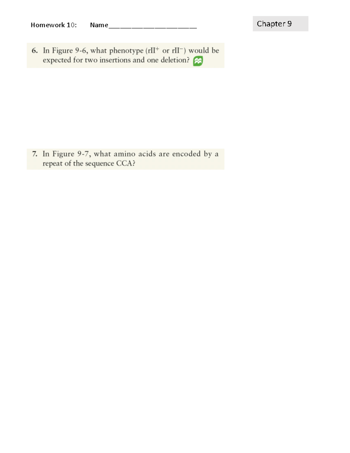 HW week 10 - Homework - BIO 230 - Homework 10: Name_______________________ Chapter - Studocu