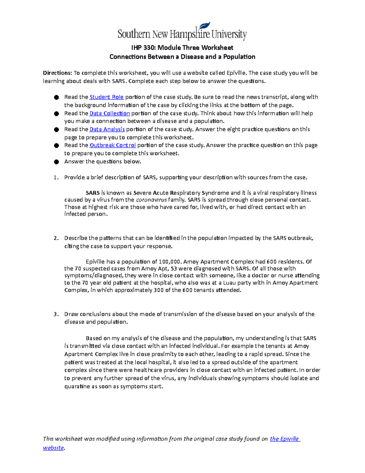 IHP 330 Module Three Worksheet - IHP 330: Module Three Worksheet ...