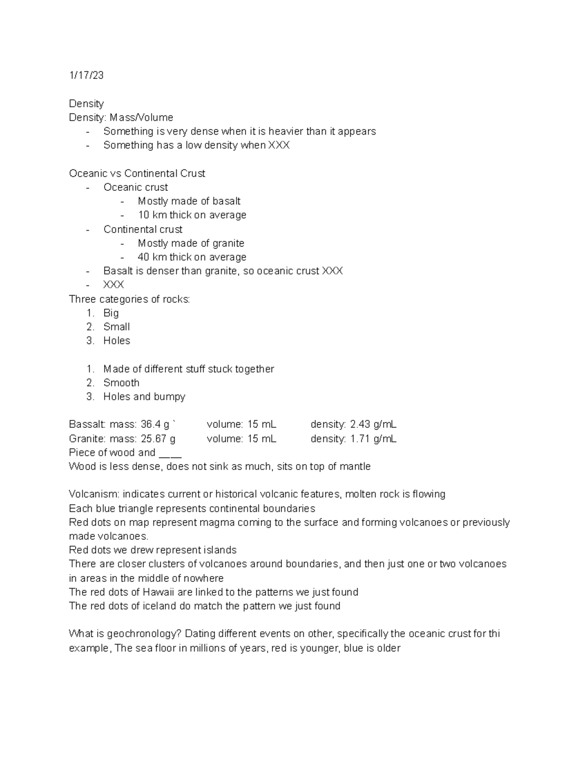 SOE LAB - Lab assignment for SOE - 1/17/ Density Density: Mass/Volume ...