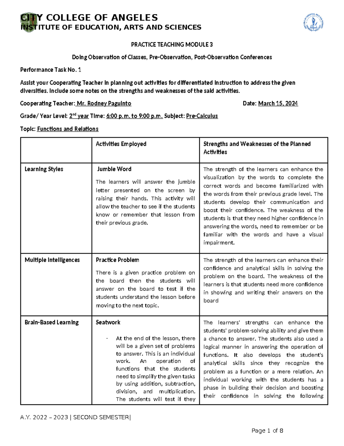 PDF - Learning Episode 3 - INSTITUTE OF EDUCATION, ARTS AND SCIENCES ...