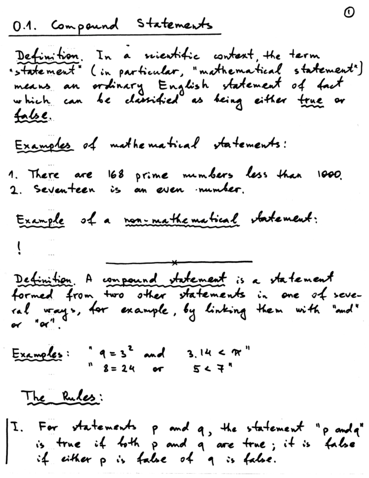 Lecture notes, lecture 0.1 - Compound statements - 0 . CamenA 3?. In, A ...