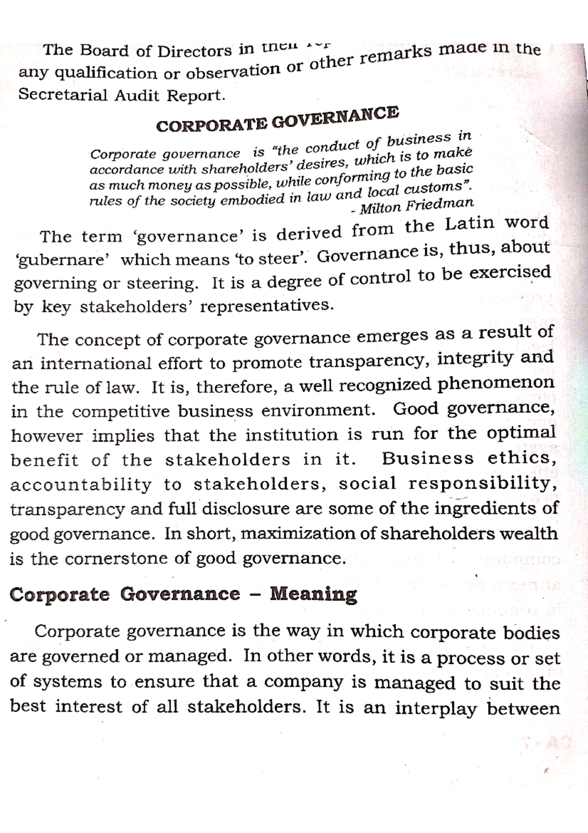 Corporate governance. company administration 321 - Studocu