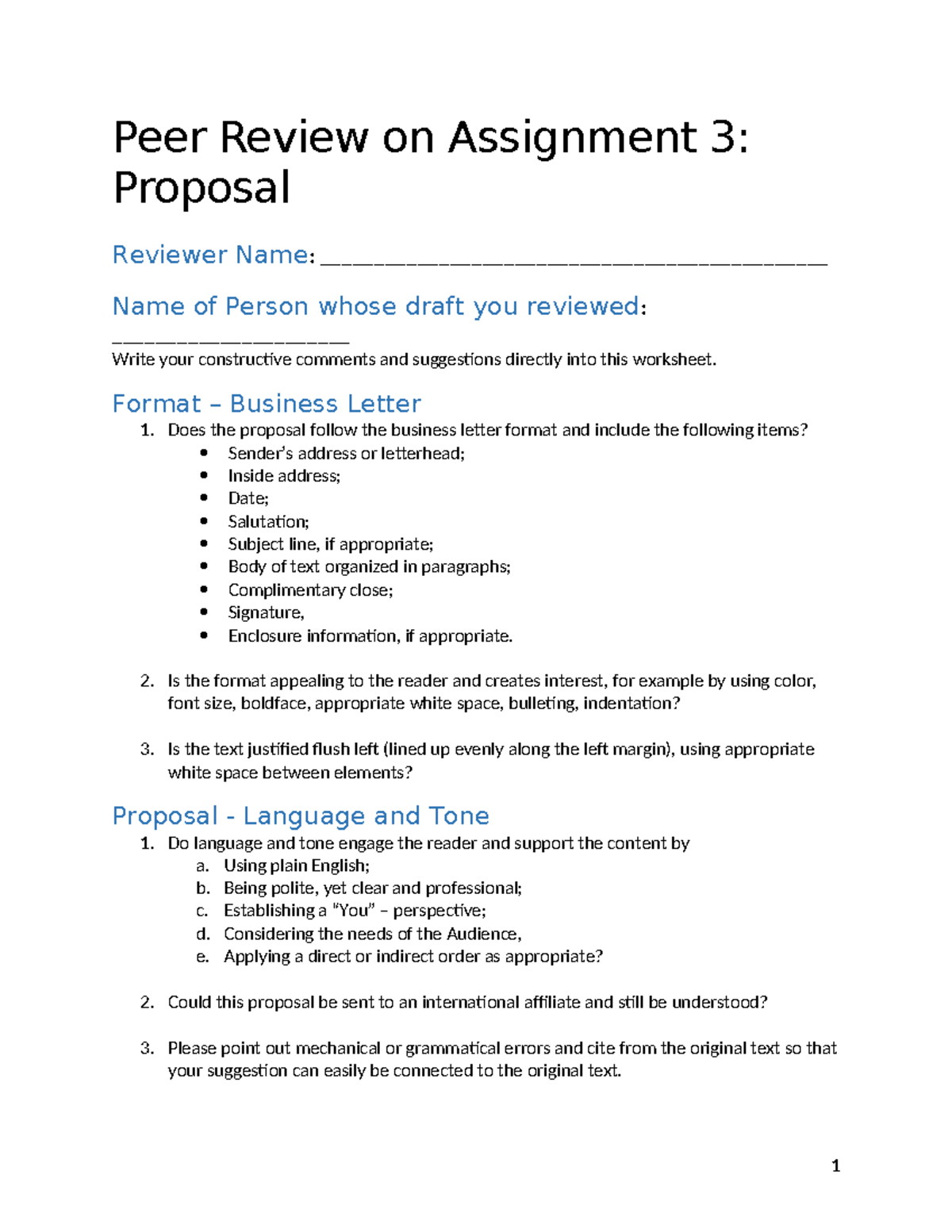 Peer Review on Proposal - Peer Review on Assignment 3: Proposal ...