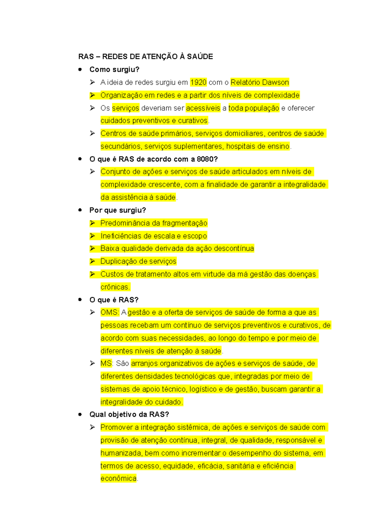RAS - resumo - RAS – REDES DE ATENÇÃO À SAÚDE Como surgiu? A ideia de ...