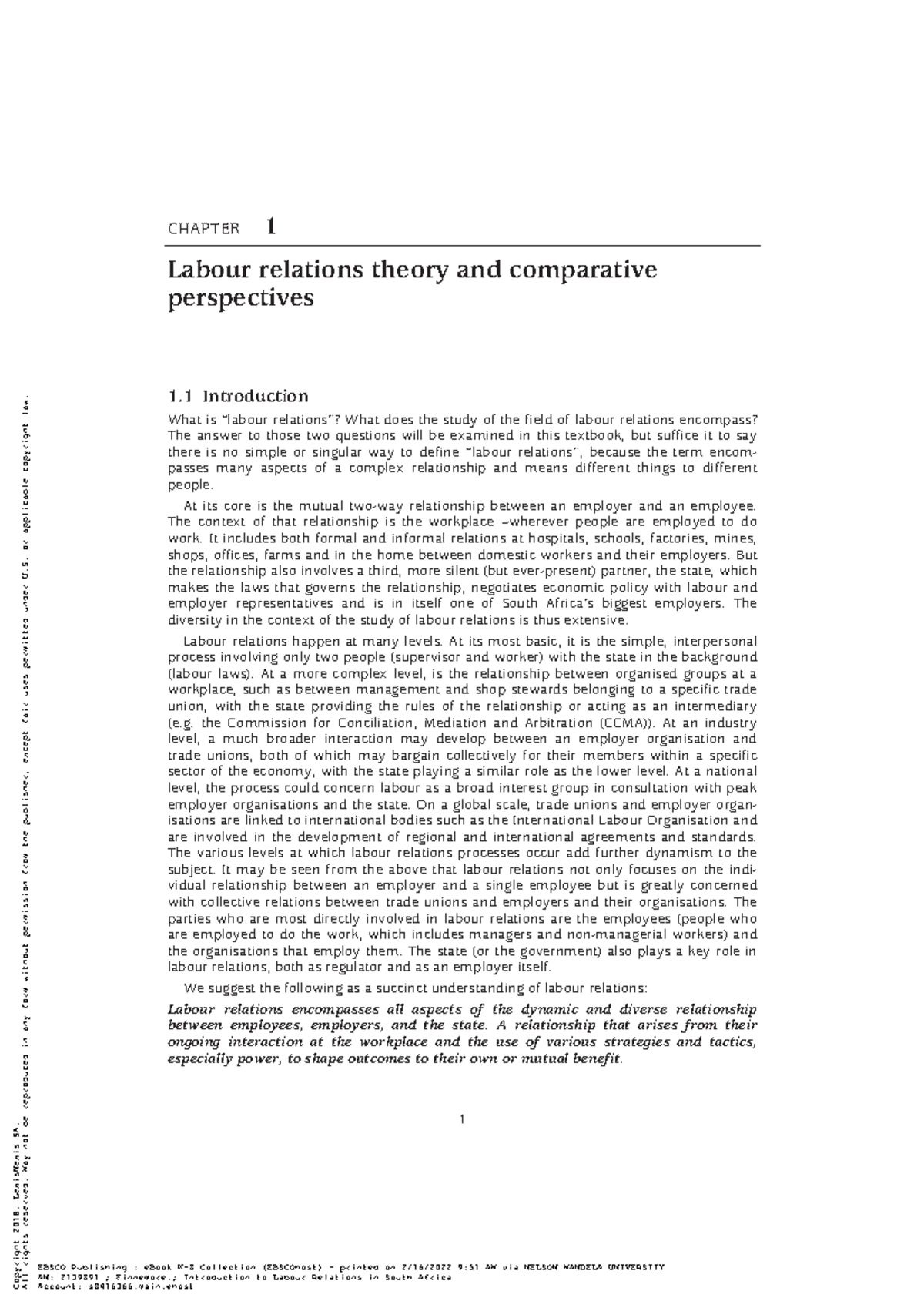 Finnemore 2018 11Introduction Introduction To Labour R - 1 CHAPTER 1 ...