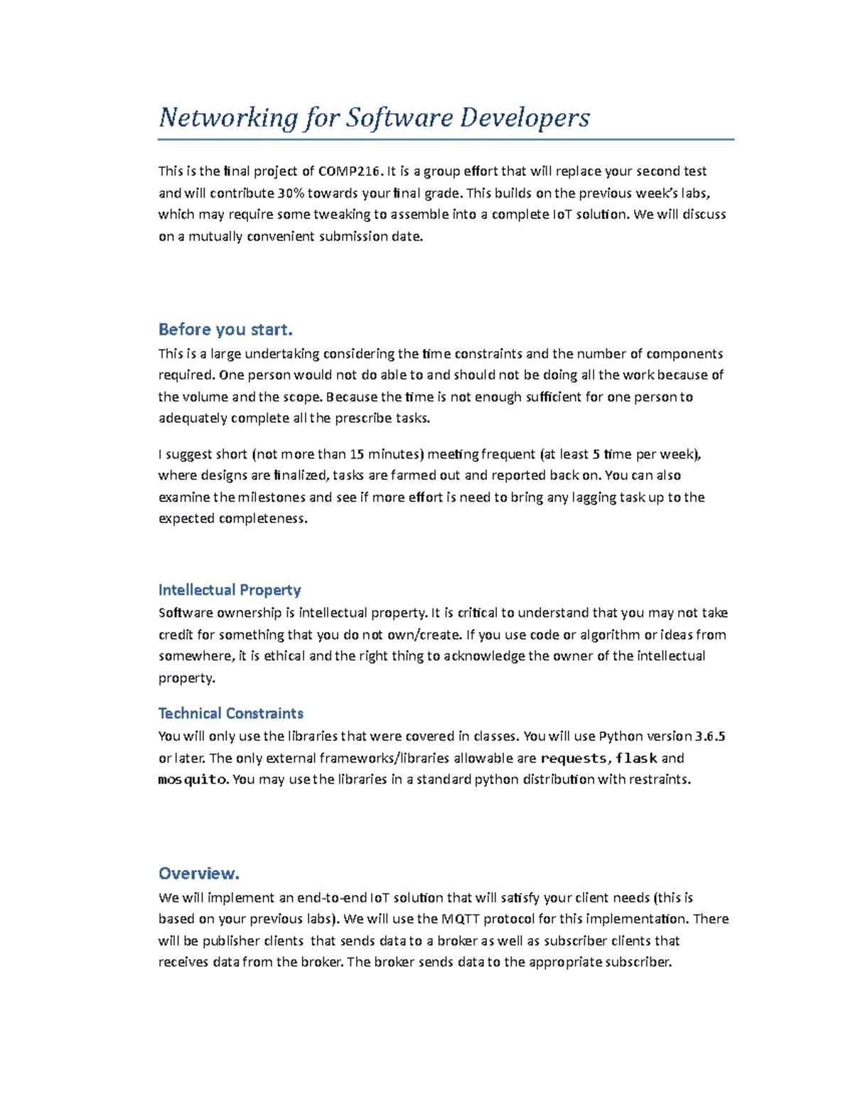 Final project v2 - asd - Networking for Software Developers This is the ...
