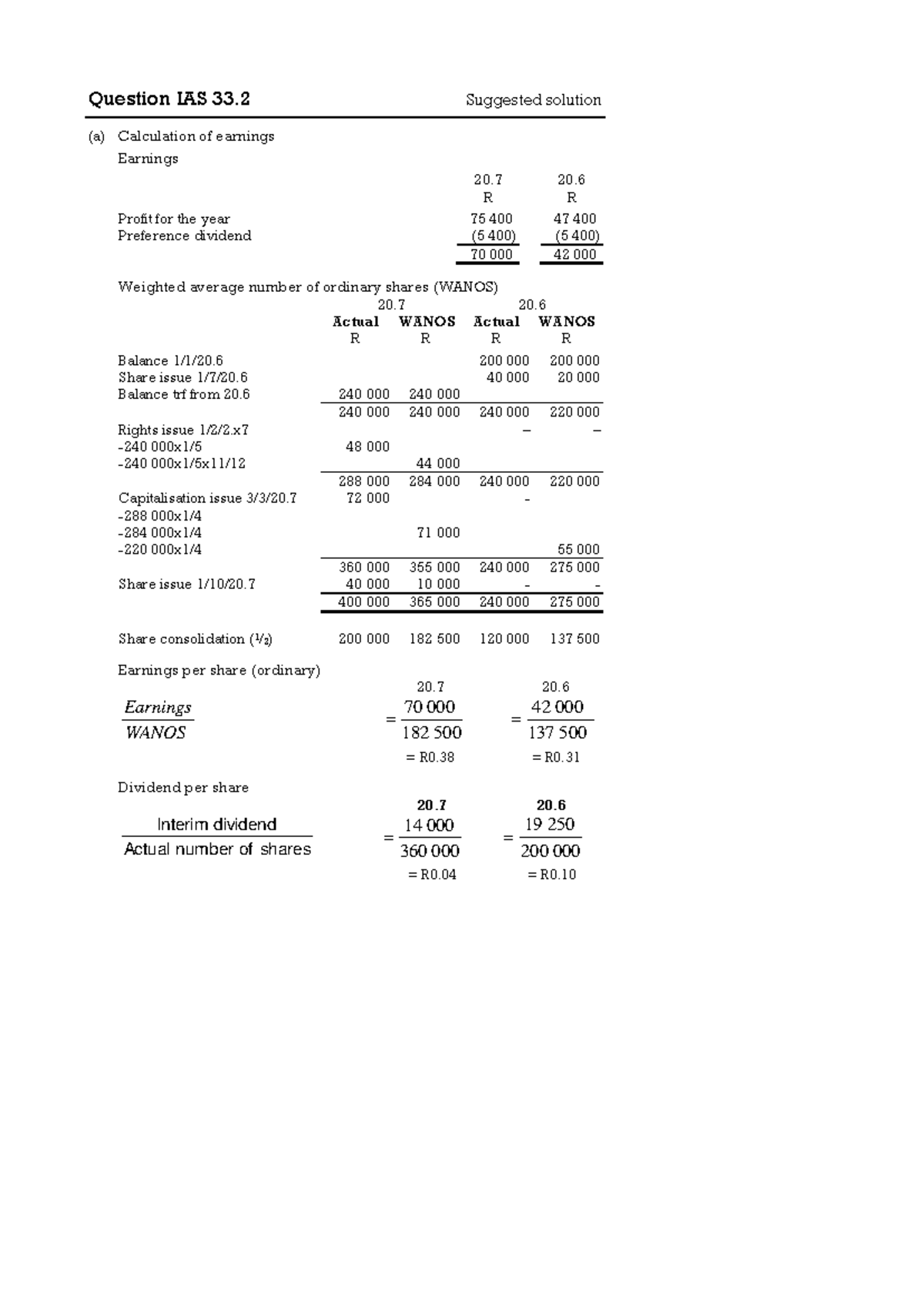 IFRS applications solution - IAS 33-2 - Question IAS 33 Suggested ...