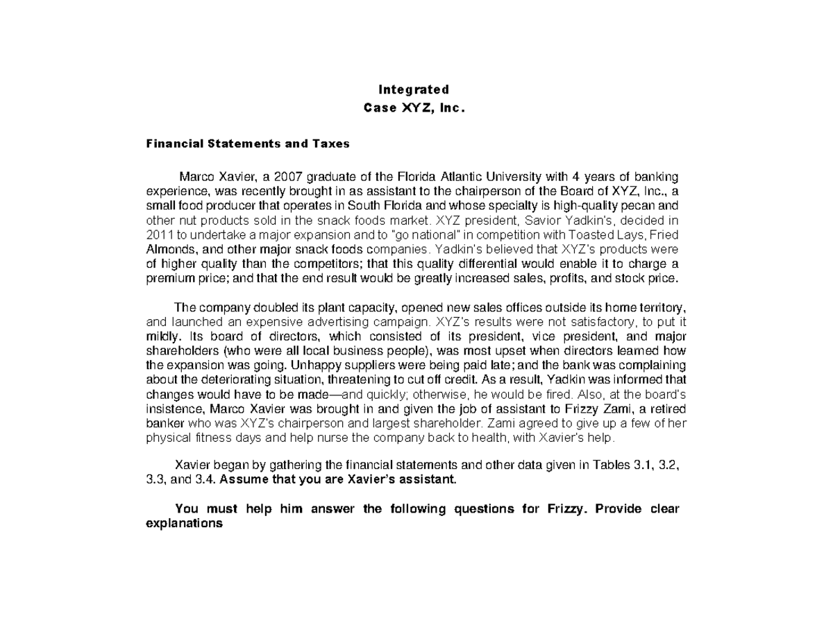 1st-Case-Study Financial-Statement-Analysis Group 5 - Integrated Case ...