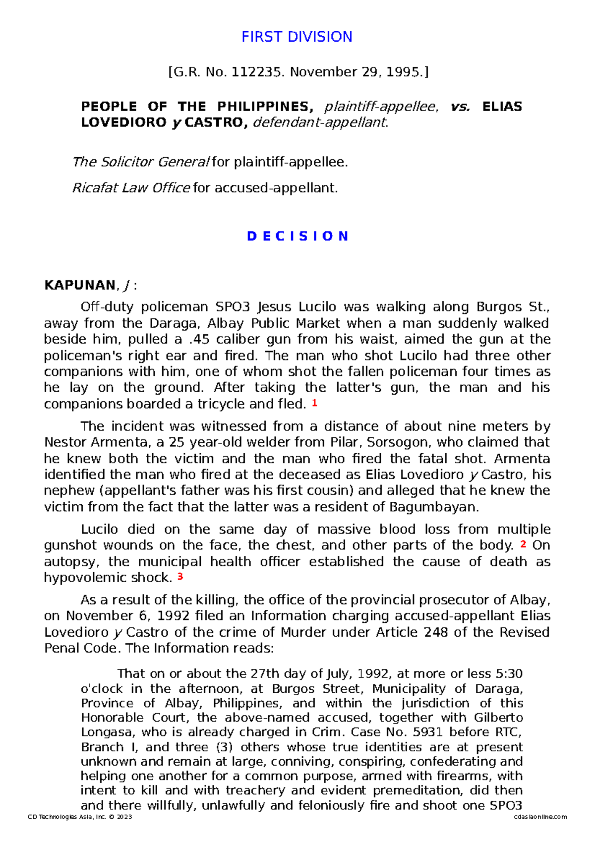 126791-1995-People v - CASES - FIRST DIVISION [G. No. 112235. November ...