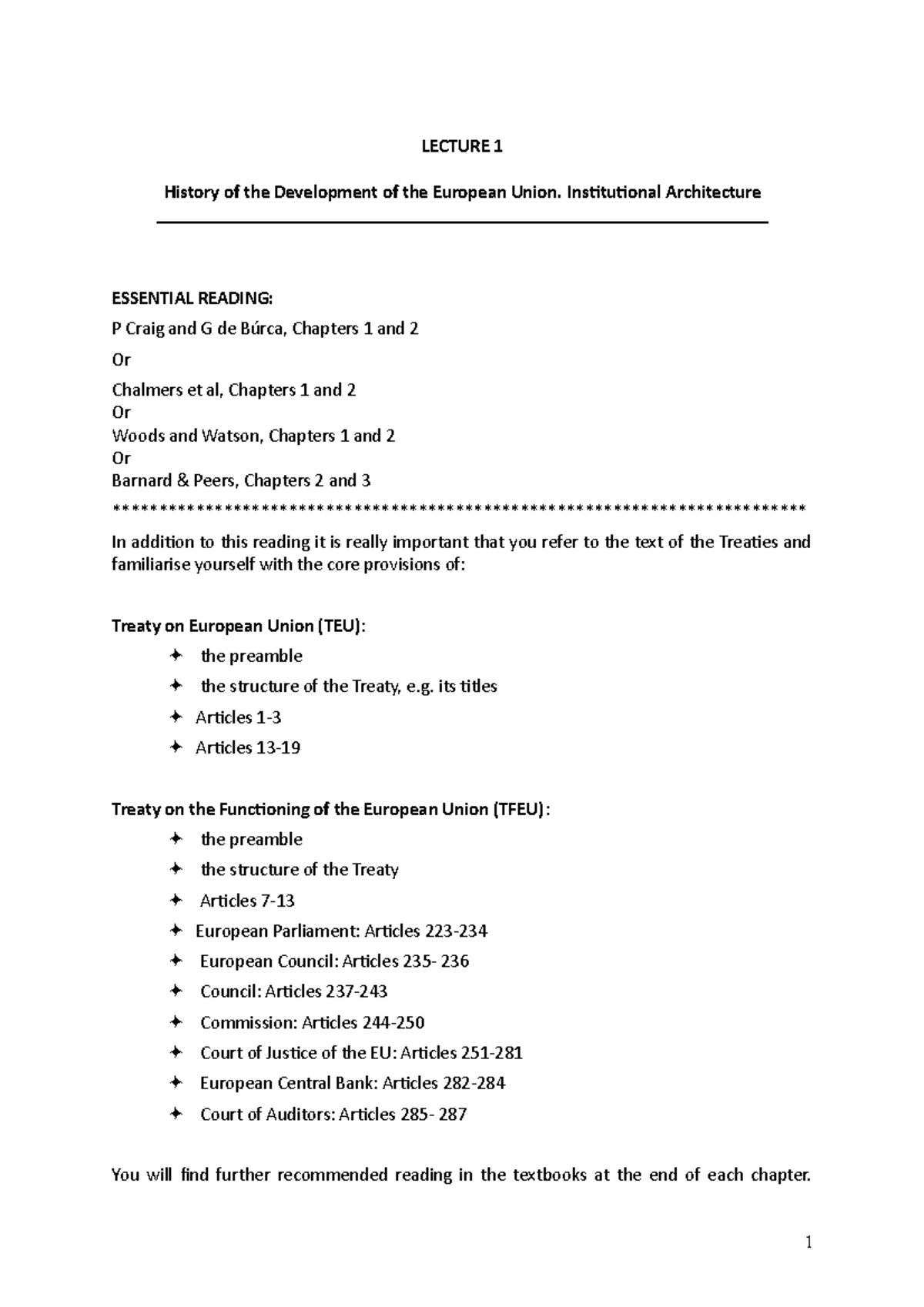 1 History and institutions - LECTURE 1 History of the Development of ...