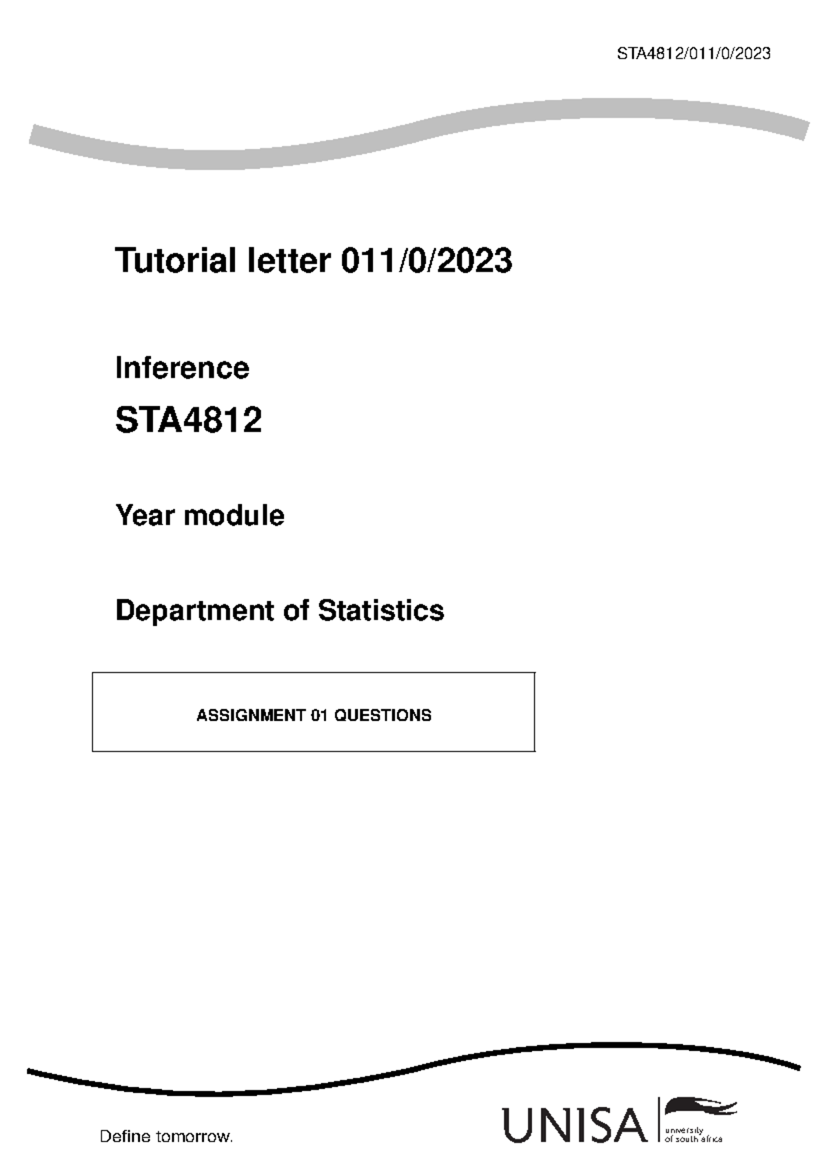 STA4812 2023 TL 011 0 B Assignment 1 618db2b778d7f43b385179 c03a5ba618 ...