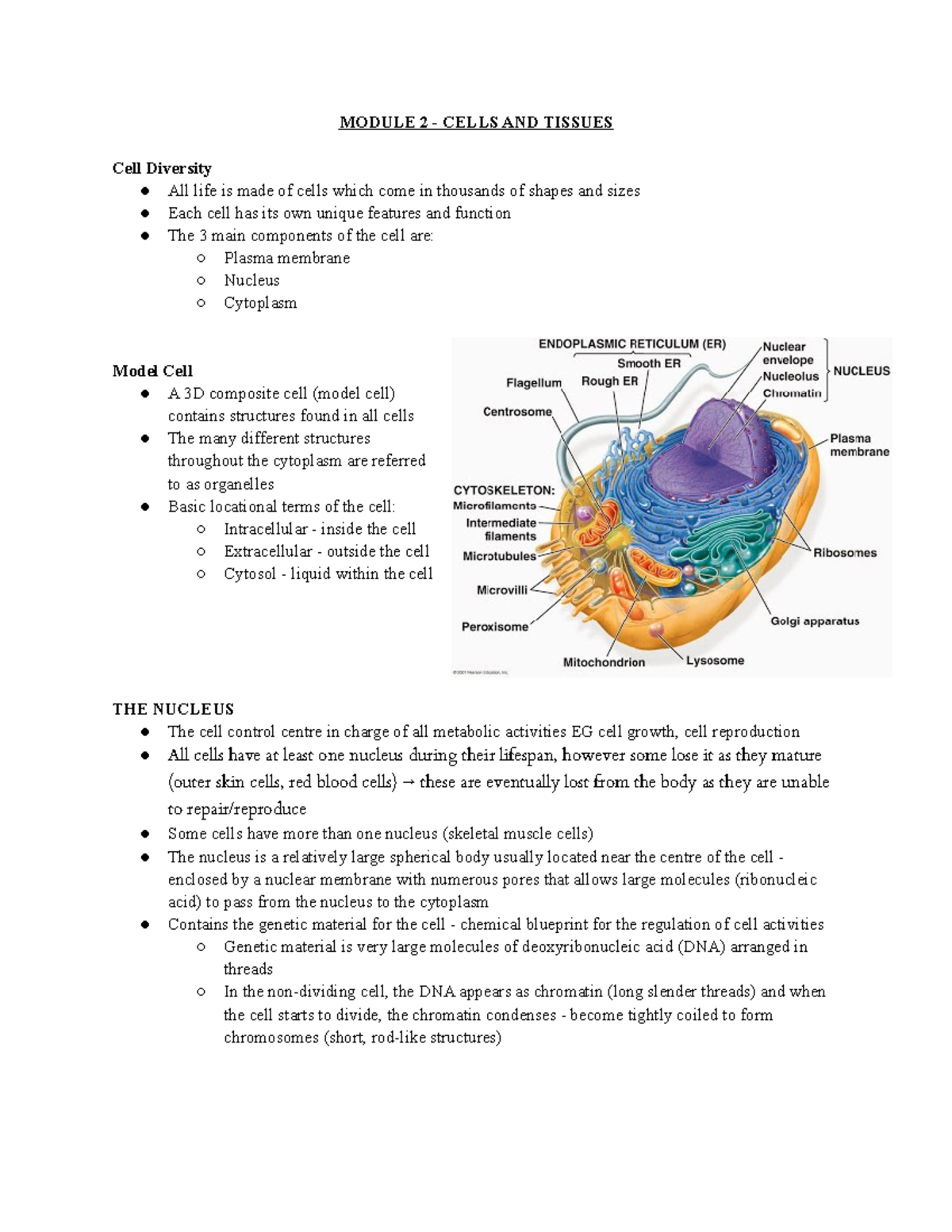 Cells and Tissues - MODULE 2 CELLS AND TISSUES Cell Diversity All life ...