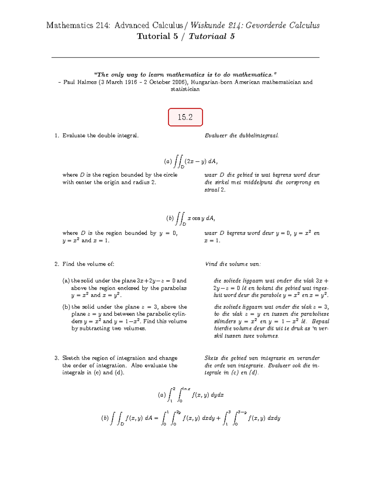 AC Tutorial 5 - Mathematics 214: Advanced Calculus / Wiskunde 214: Gevorderde Calculus Tutorial ...