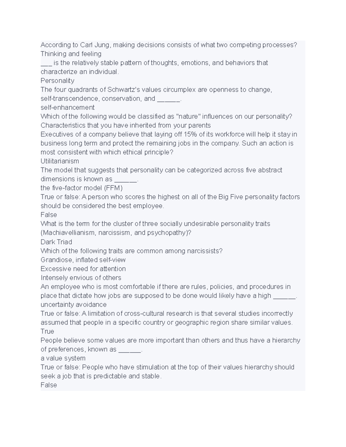 Busi 240 lecture notes professor knowles - According to Carl Jung ...